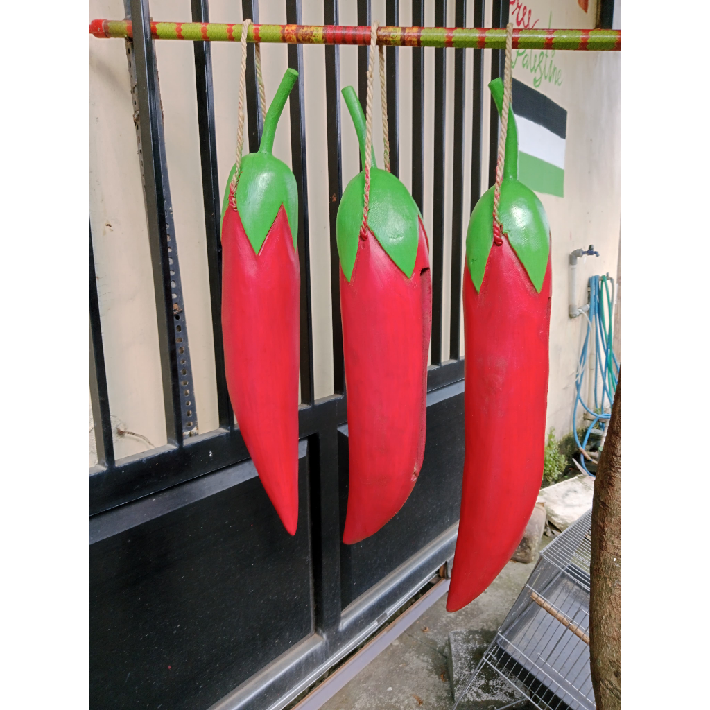Jual Kentongan Dinding Dekorasi Cabe Merah Jumbo Kayu Mahoni | Shopee ...