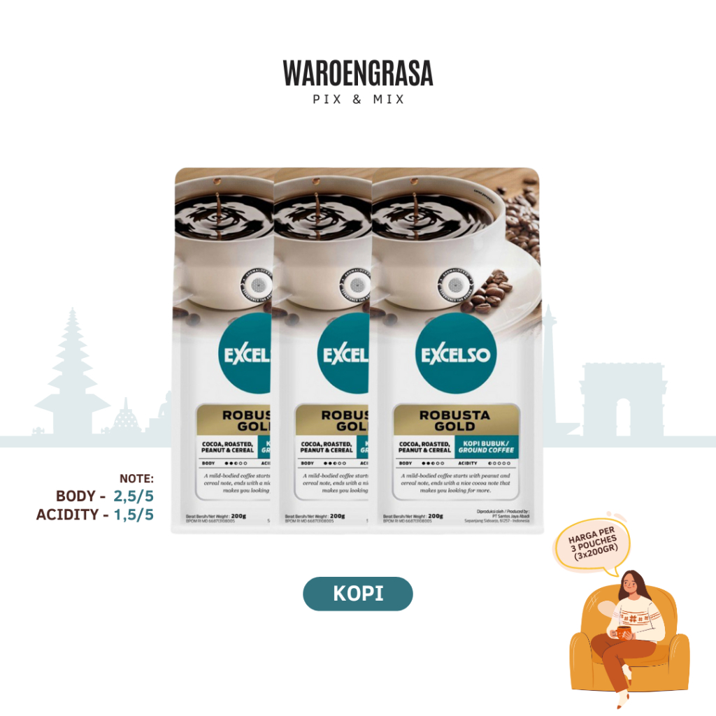 Jual Excelso Kopi Bubuk - Robusta Gold - 200gr - 3 Packs | Shopee Indonesia