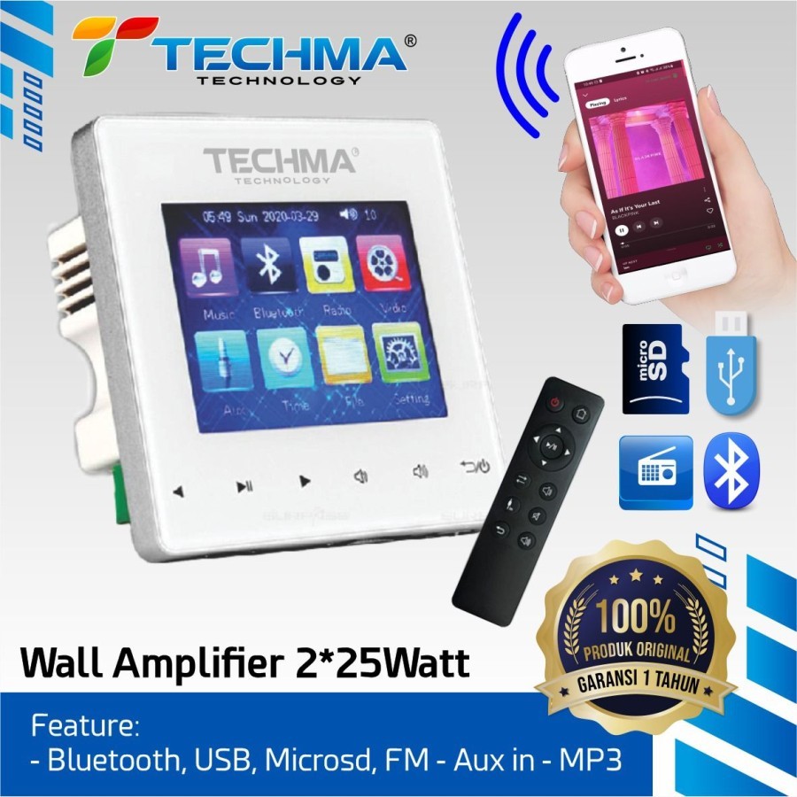 Jual TECHMA TCM-WA225K WALL AMPLIFIER 2*25W with 2 Ceiling Speaker ...