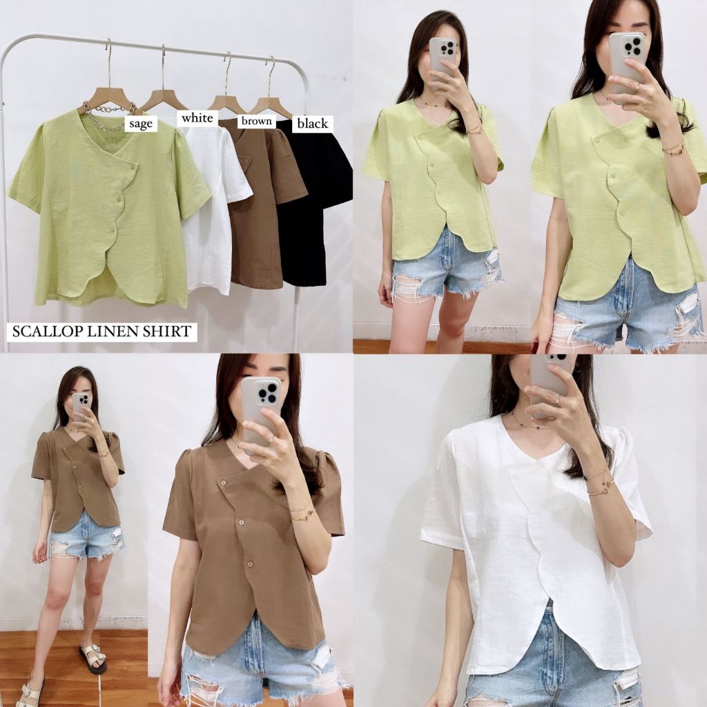 Jual SCALLOP LINEN SHIRT | Shopee Indonesia