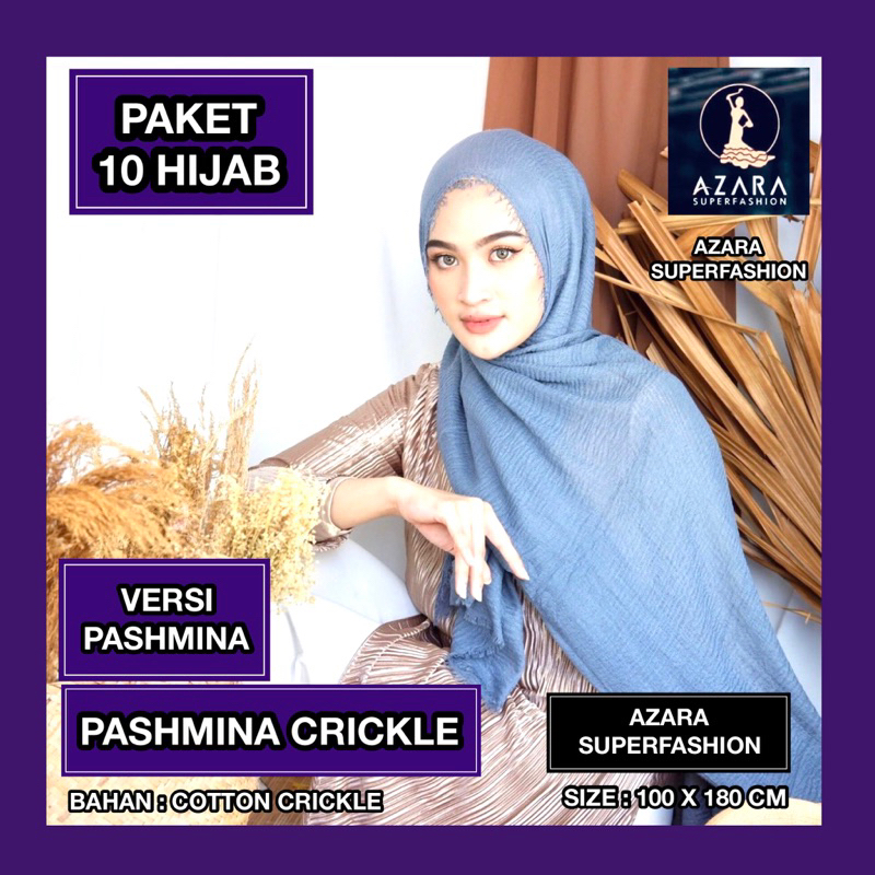 Jual 10 Hijab Pashmina Crikle Lavanya Rawis Azara Superfashion ( 1 ...