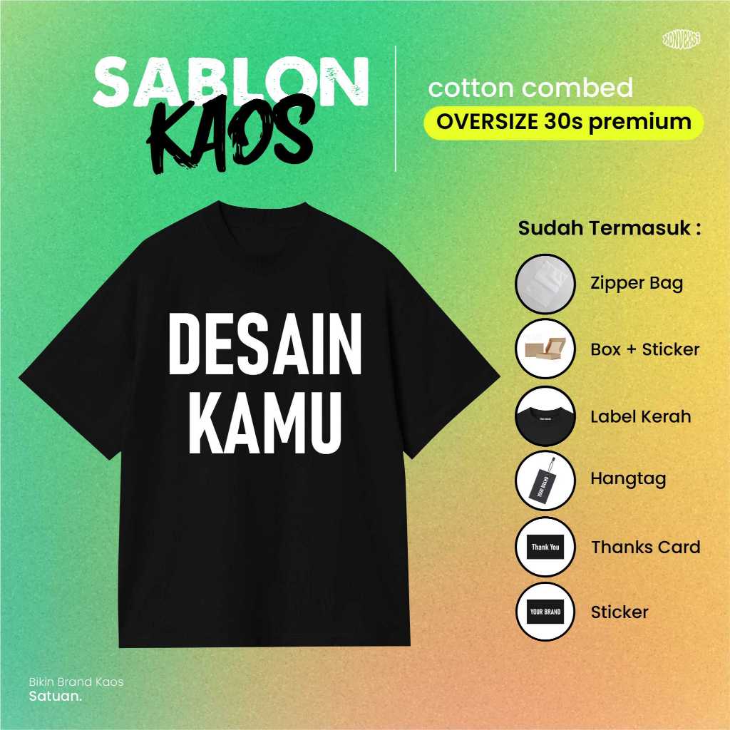 Jual Kaos Custom Satuan OVERSIZE Cotton Combed 30s PREMIUM ( Ukuran Sablon A3 Plus s/d A3 Plus ...