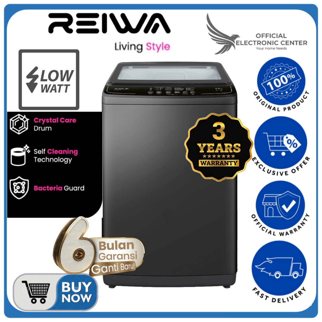 Jual REIWA MESIN CUCI 1 TABUNG TOP LOADING 8KG WT-0802CGR WT0802CGR ...