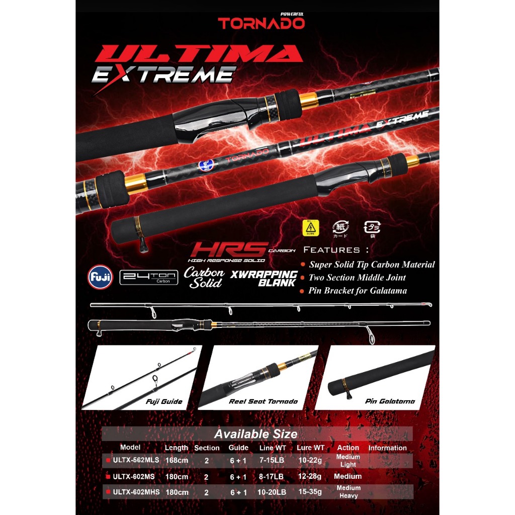 Jual Tornado ULTIMA EXTREME Fuji Spinning Solid Carbon Rod - Joran ...
