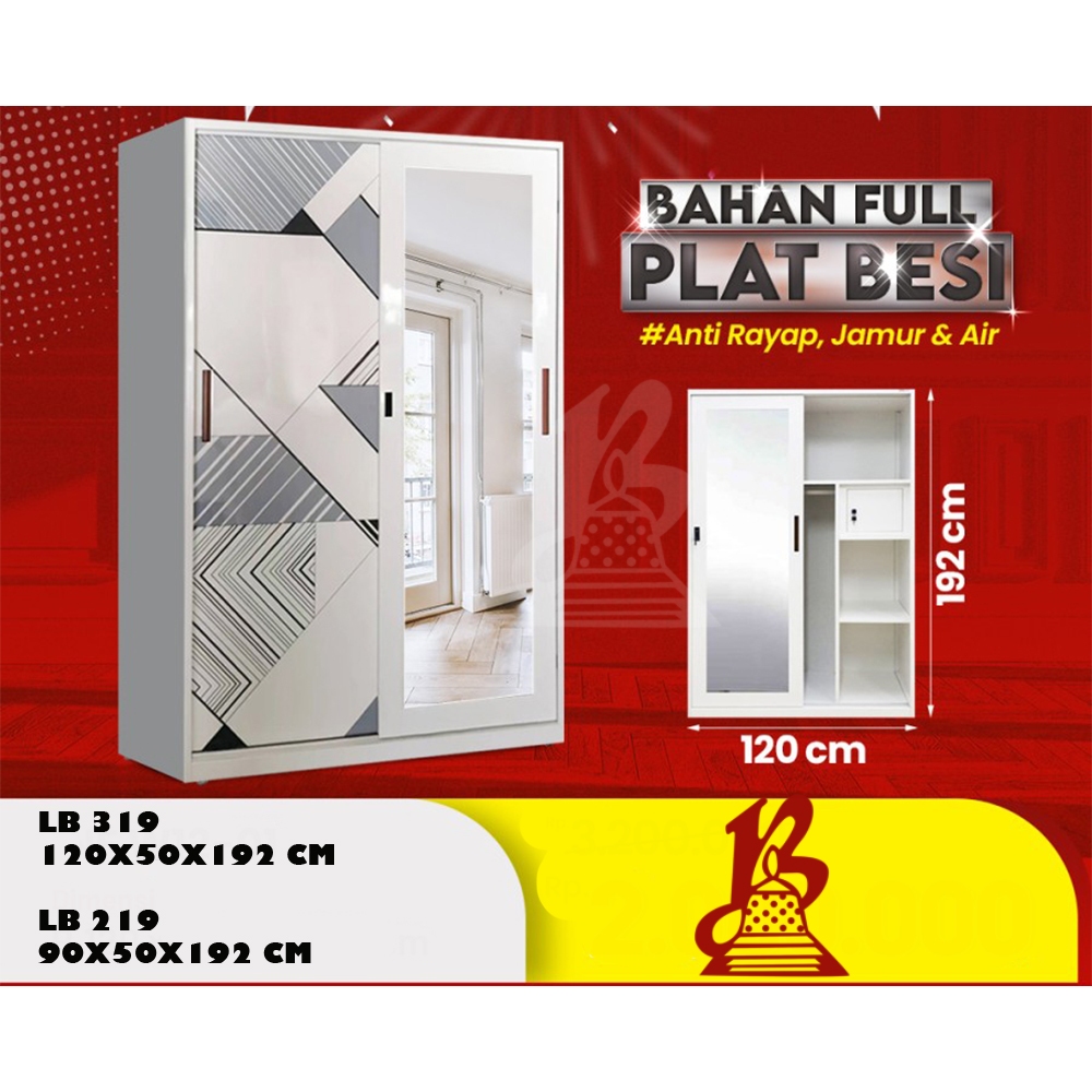 Jual Lemari Baju Besi - Lemari Pakaian Besi Sliding / 2 Pintu / 3 Pintu-Anti rayap anti jamur ...