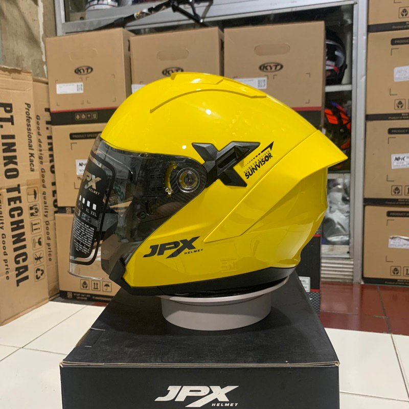 Jual Helm JPX Nova Solid Yellow Lemon Double Visor helm half face jpx ...