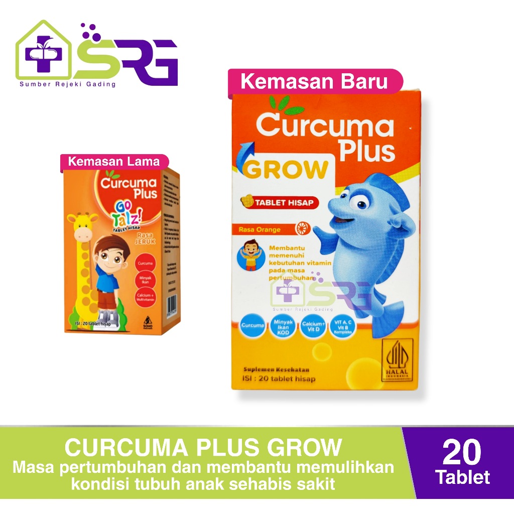 Jual Curcuma Plus Grow Rasa Jeruk untuk Nafsu Makan (20 Tablet ...