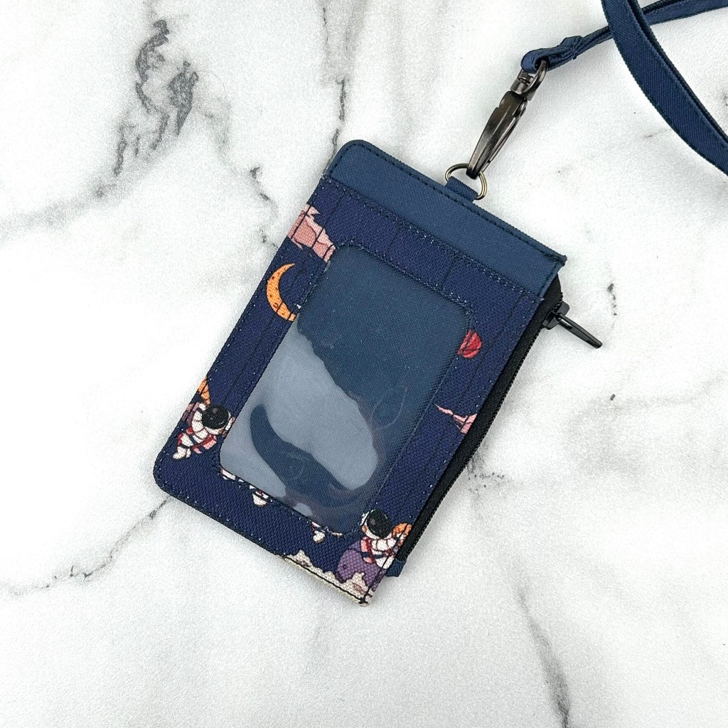 Jual ID card holder hanging wallet name tag kartu lanyard zipper motif ...