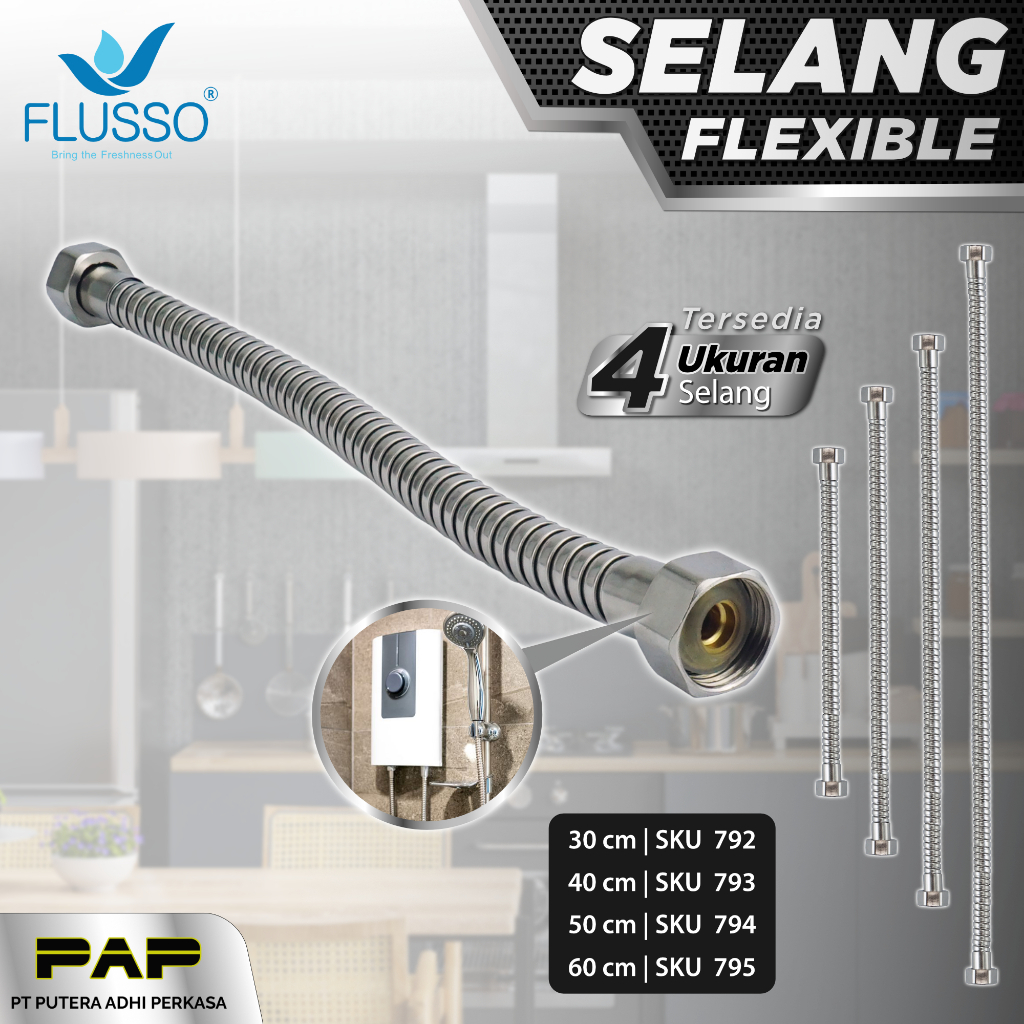 Jual Selang Fleksibel Universal Hose Stainless 60,50,40,30 cm / Selang ...