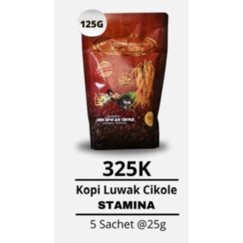 Jual KOPI LUWAK CIKOLE STAMINA Satu BOK isi 5 Sacet @25g | Shopee Indonesia