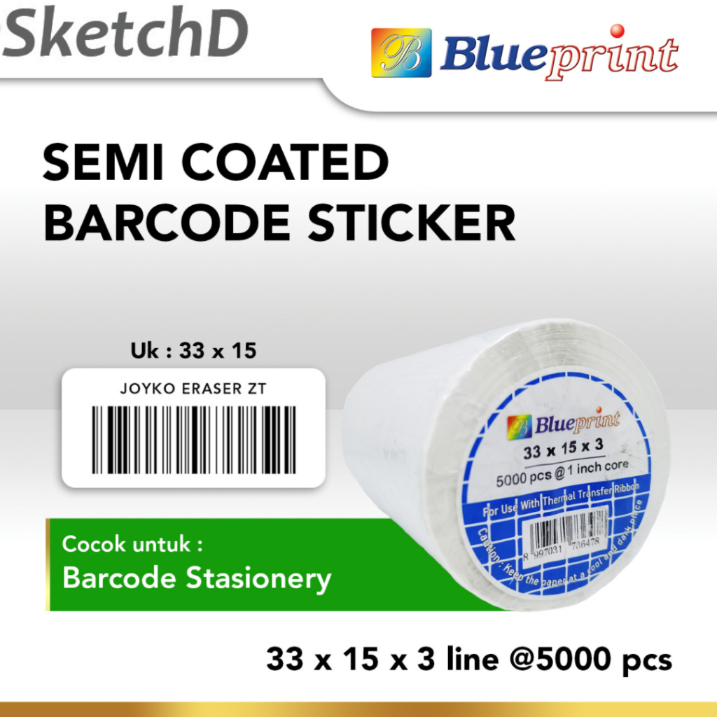 Jual Stiker Label harga Semi Coated Sticker 33x15mm @5000 pcs Blueprint ...