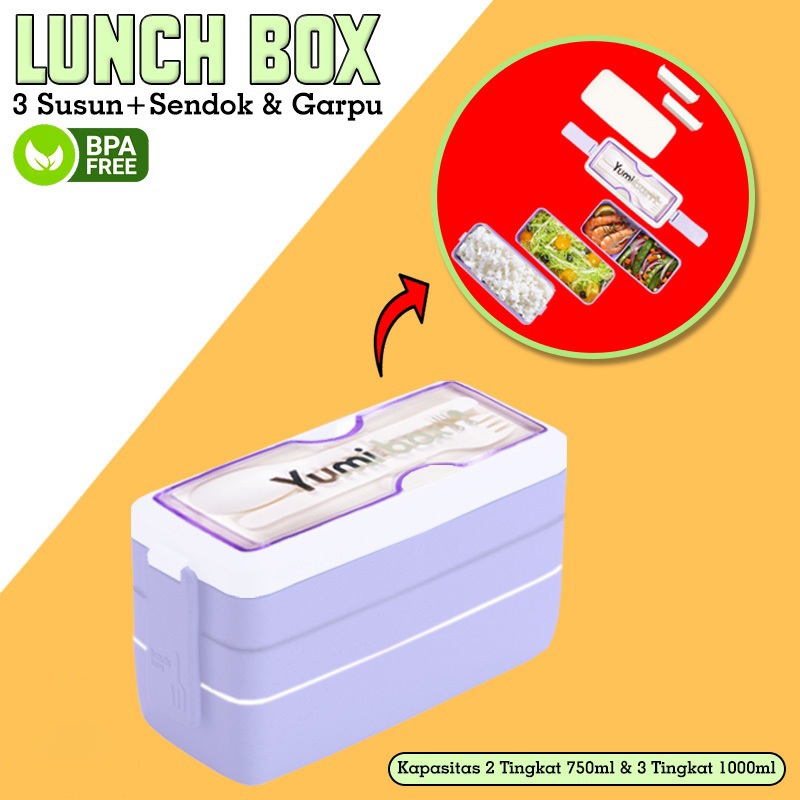 Jual ZOWOKI 3 Tingkat Tempat Makan Lunch Box Susun Kotak Makan Set ...