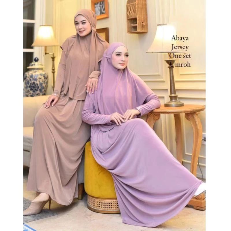 Jual [READY STOCK] Tamara Dress Set Hijab Jersey Premium / Lose Abaya Polos Busui JUMBO / Abaya ...