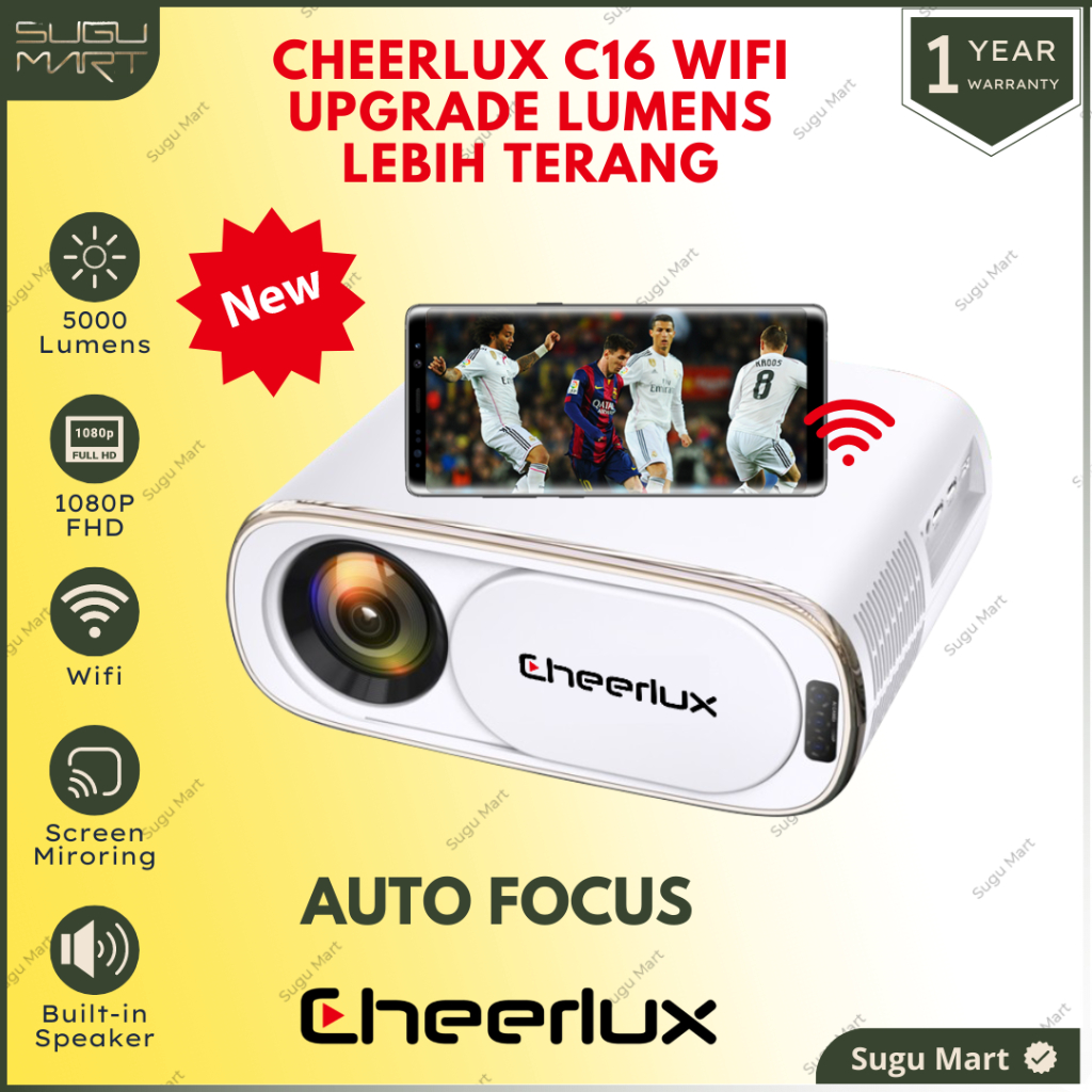 Jual Cheerlux C16 | Proyektor Cheerlux C16 Wifi 5000 Lumens Mirroring Full HD | Proyektor C16 ...