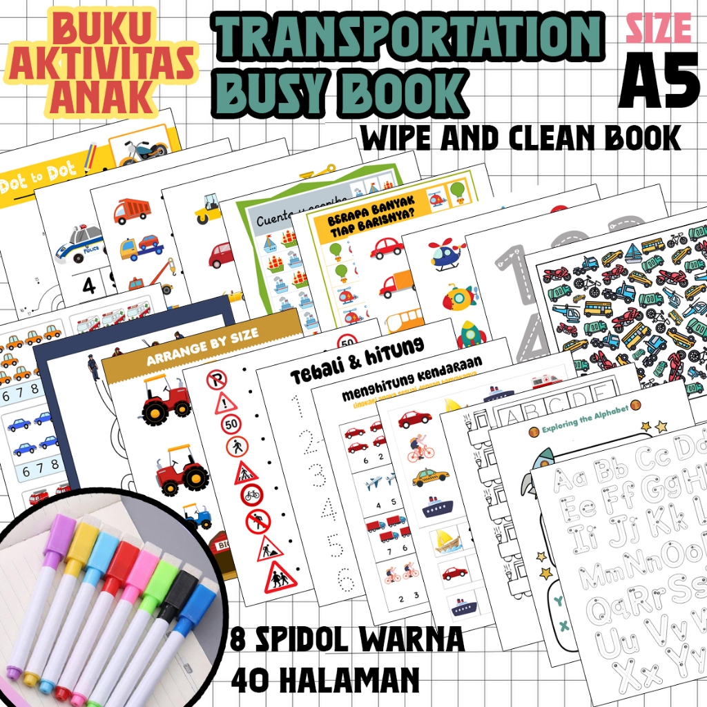 Jual Buku Aktivitas Anak Wipe & Clean Busy Book Worksheet 40hlm & Free ...