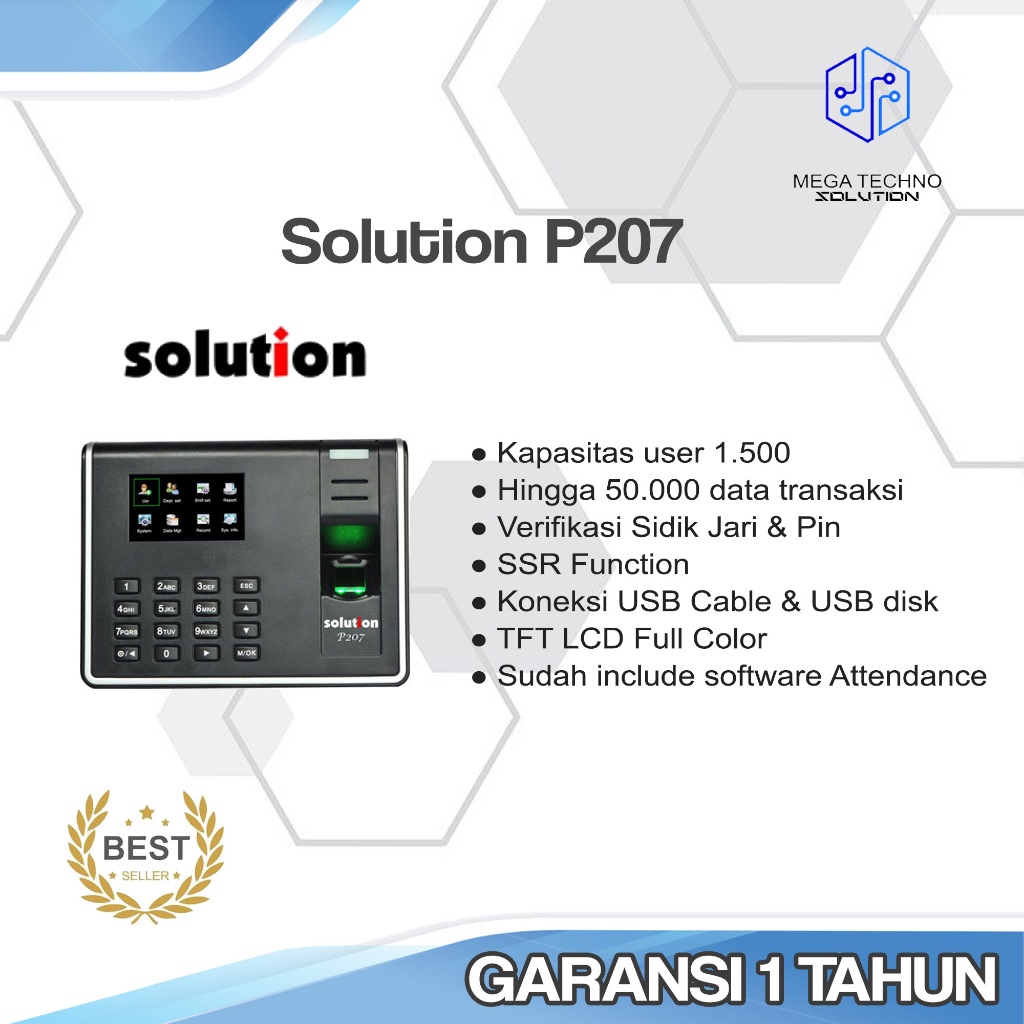 Jual Mesin Absensi Fingerprint Sidik Jari Praktis Solution - P207 SSR ...