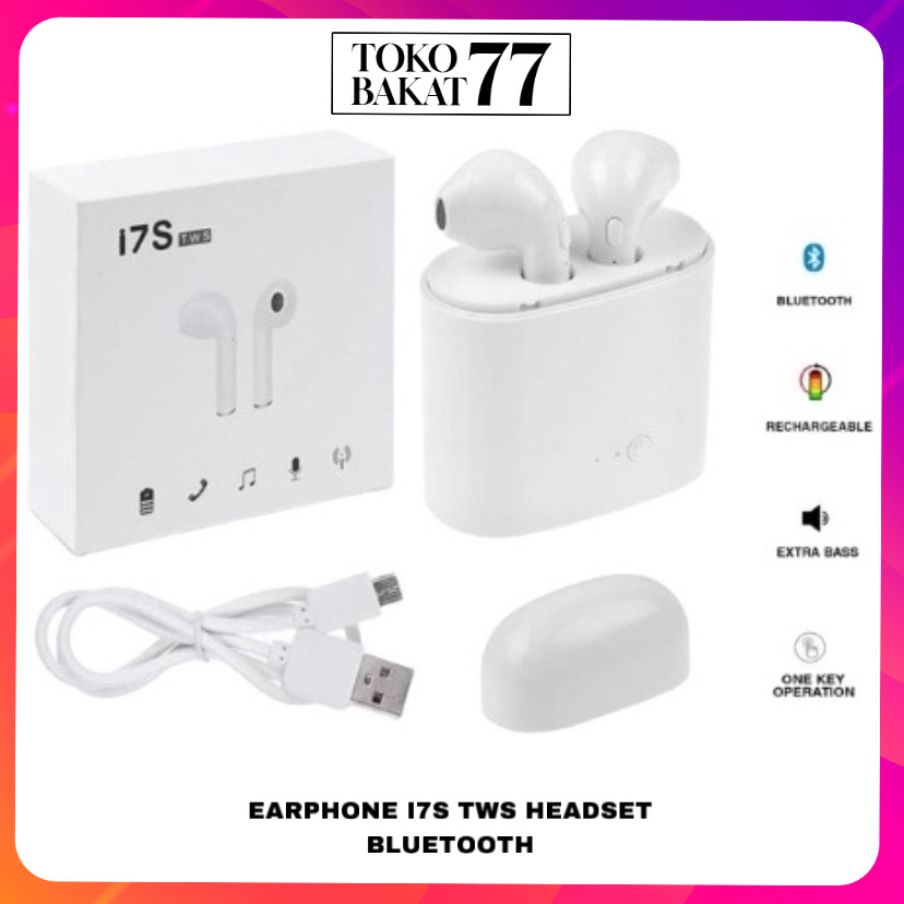 Jual EARPHONE I7S TWS HEADSET BLUETOOTH / HEADSET PUTIH WIRELESS STEREO ...