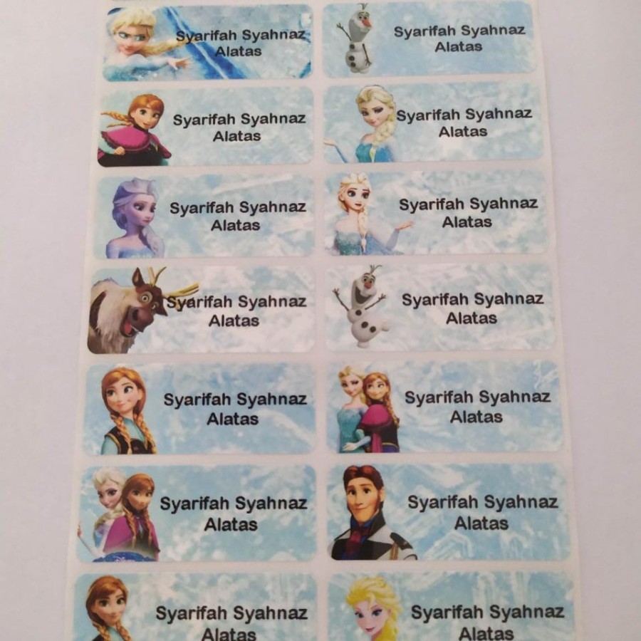 Jual Sticker / Label Nama Waterproof - Frozen | Shopee Indonesia