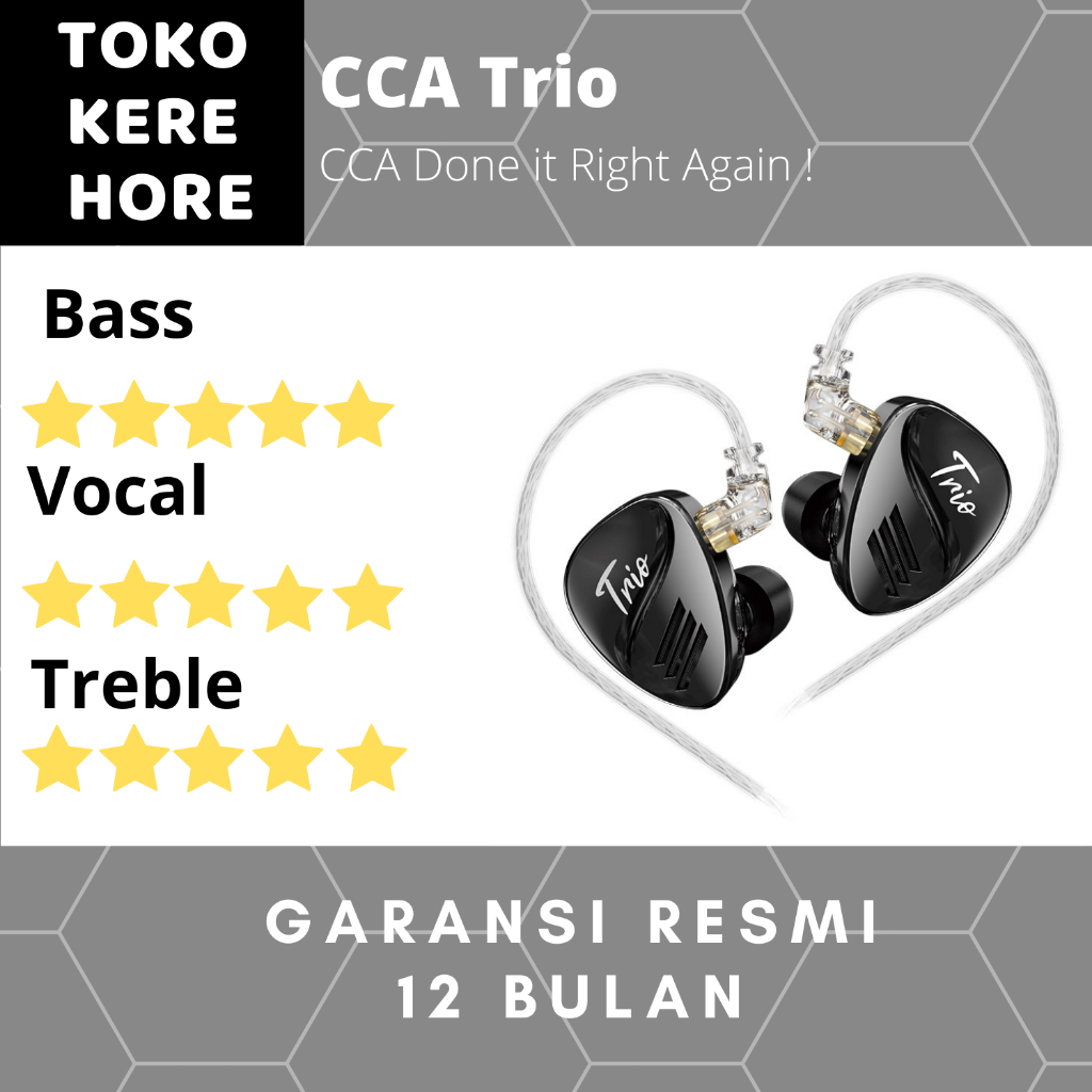 Jual CCA Trio in Ear Earphone Triple DD with Mic | Shopee Indonesia