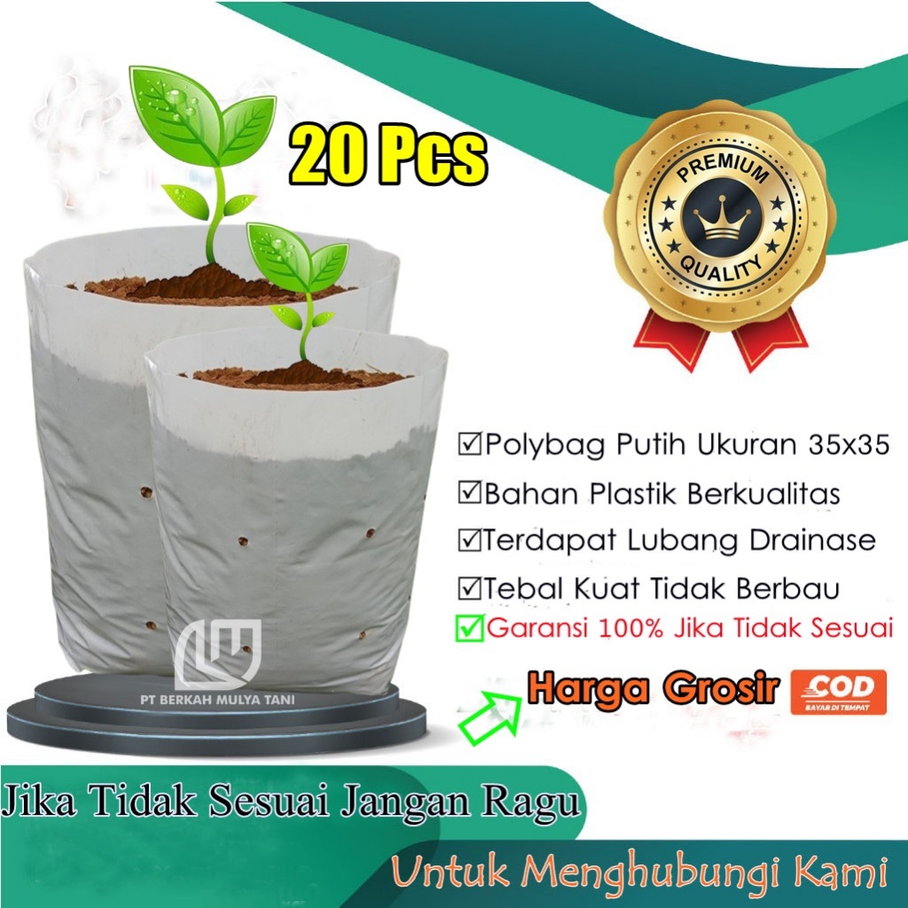 Jual Paket 20 Pcs Polybag Putih Ukuran 35x35 Polibeg Plastik Tanaman ...