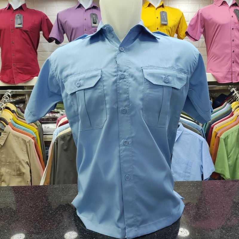 Jual Kemeja pdl biru muda prabowo blue sky enzino sport | Shopee Indonesia