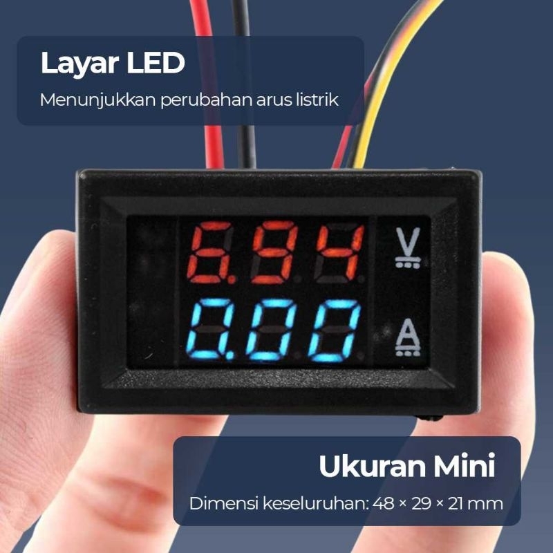 Jual Alat ukur voltmeter ampere meter monitor voltage dan ampere LED display DIY | Shopee Indonesia