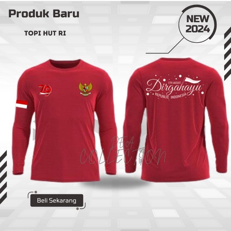 Jual KAOS DIRGAHAYU REPUBLIK INDONESIA YANG KE 79 TAHUN LENGAN PANJANG // KAOS DISTRO HUT RI KE ...