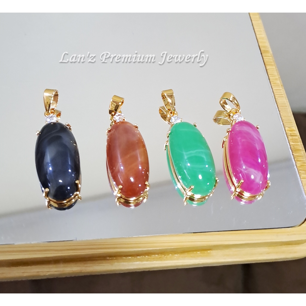 Jual Liontin Batu Polos Oval Titanium Emas 22K | Shopee Indonesia