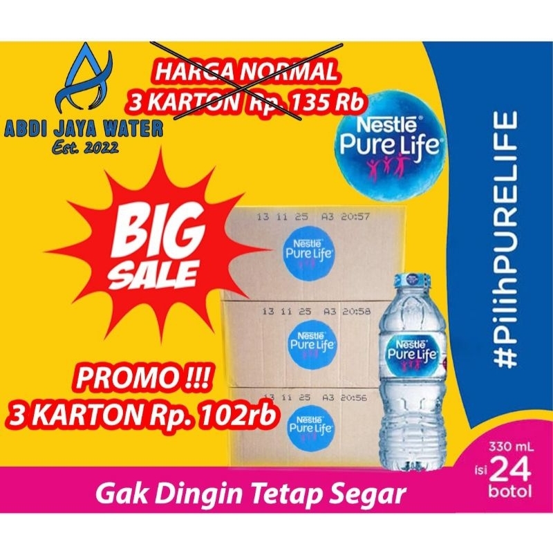 Jual Nestle Pure Life 330ML Promo 3 Karton | Shopee Indonesia