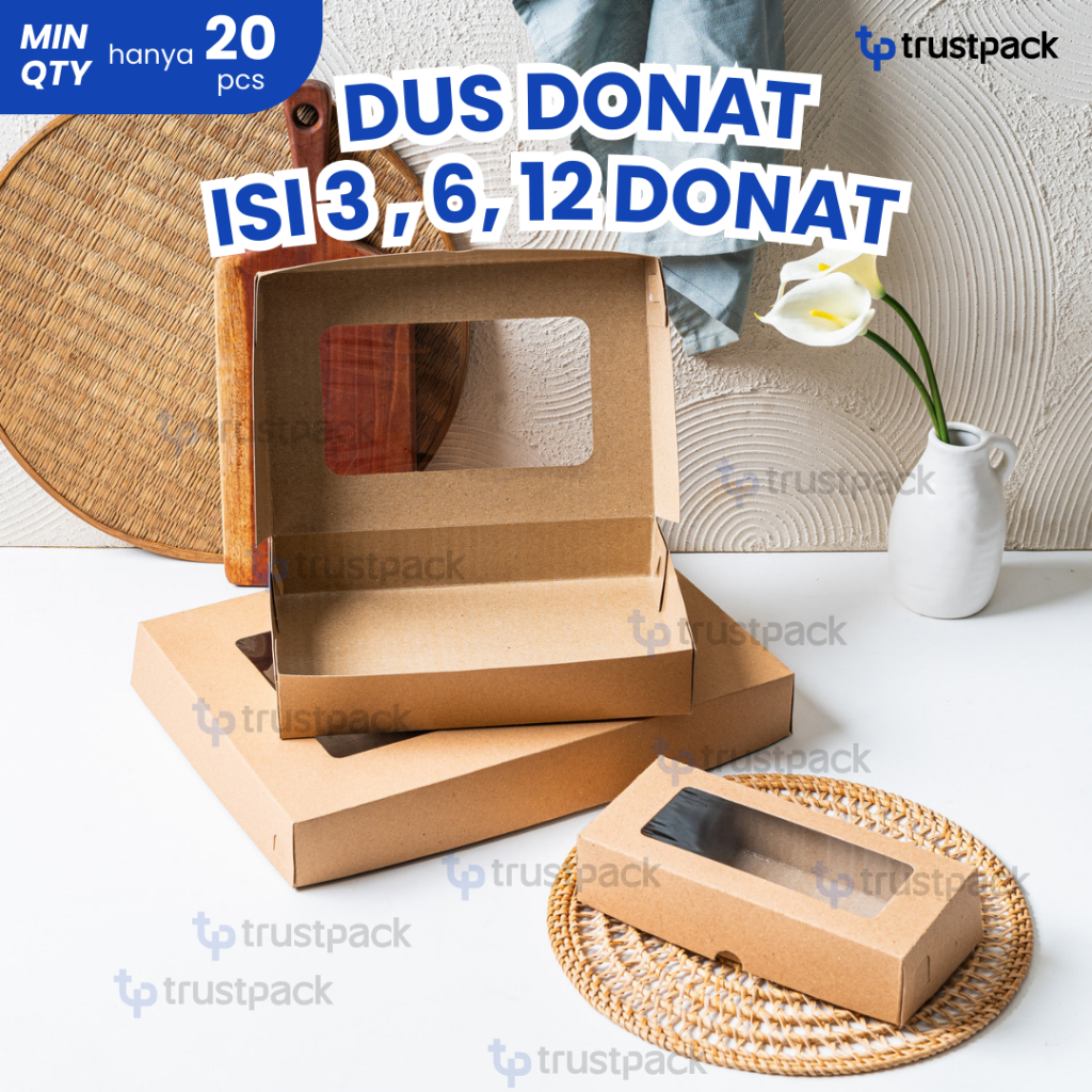 Jual Dus Donat isi 3, isi 6, isi 12 Kraft 27x10x5 , 27x18.5x5, 37x27x5 ...