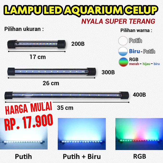 Jual 66 Product HOT Lampu Aquarium Akuarium aguarium LED Celup 2cm 3cm ...