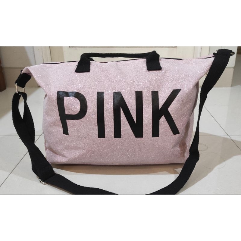 Jual PL Tas Besar Duffel Bag PINK Glitter Like New Tas Gym / Tas Santai ...