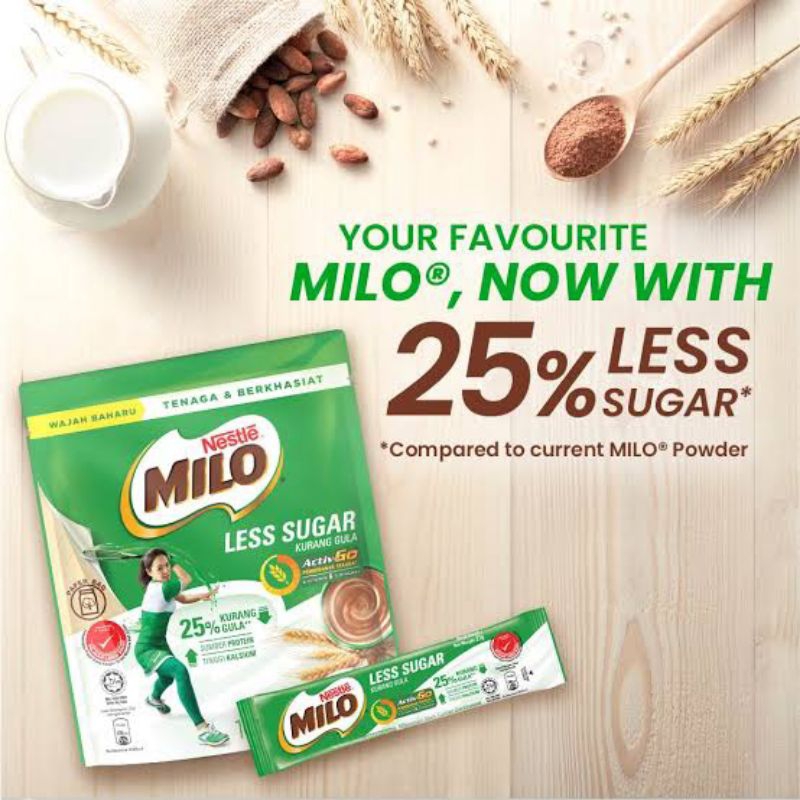Jual Milo Active Go Malaysia Less Sugar Ecer 1 Sachet | Shopee Indonesia