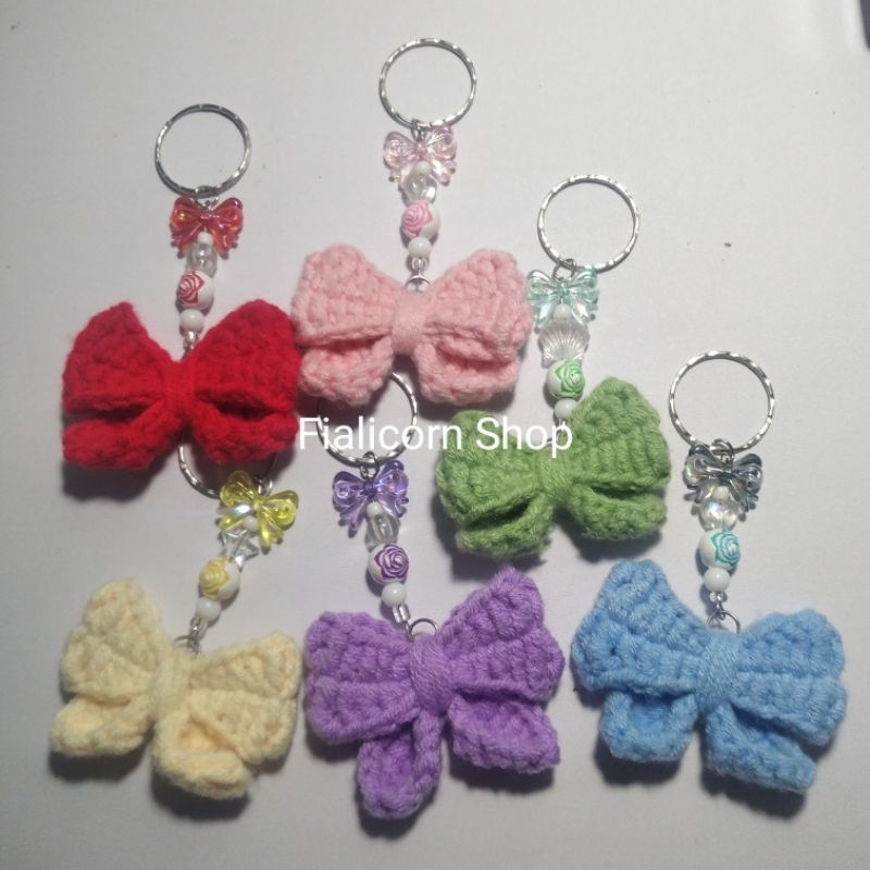 Jual Gantungan Kunci Pita Rajut Coquette ribbon bow aesthetic cute lucu ...