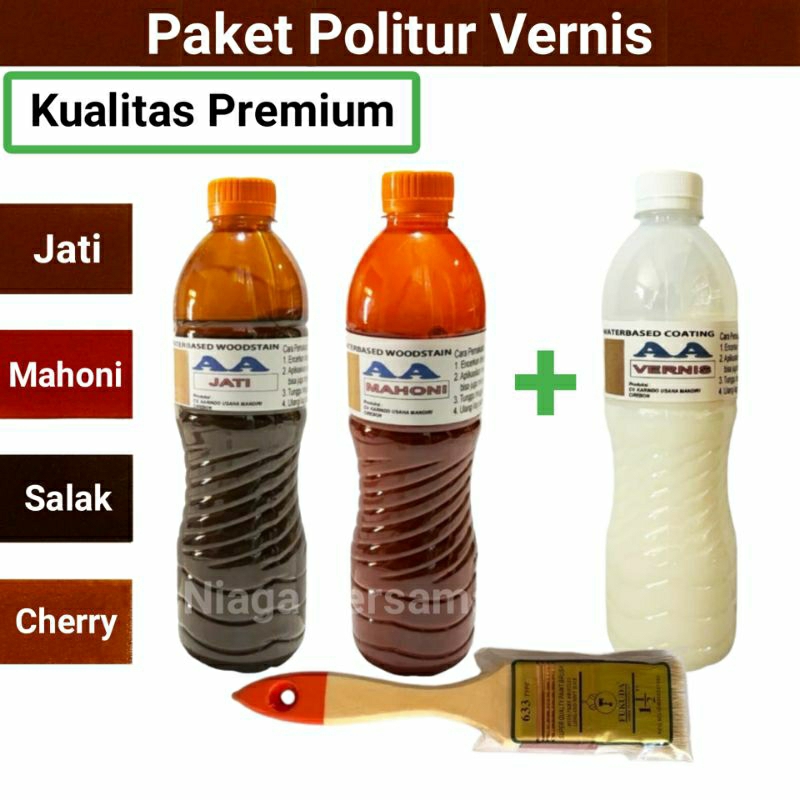 Jual Paket Politur Vernis Jati Mahoni Poles Pewarna Kayu Woodstain ...
