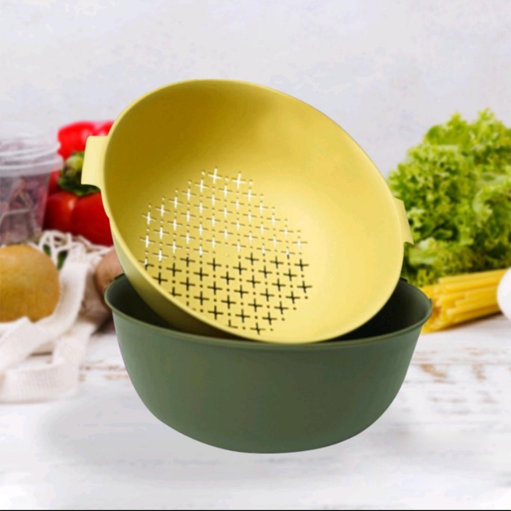 Jual Baskom Saringan 2in1/Baskom Penyaring Sayur/Penyaring Buah/Baskom ...