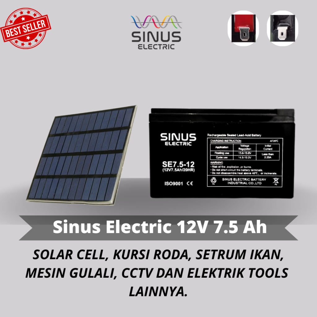 Jual Aki Panel Surya 12v 7.5ah SINUS baterai solar cell 12V 7.5Ah SINUS ...
