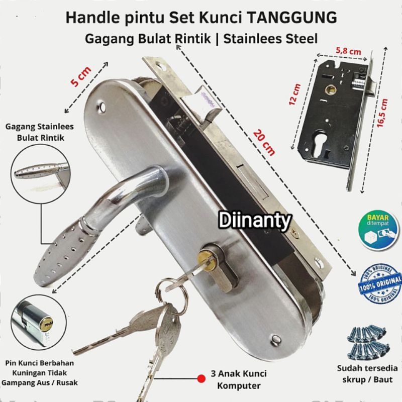 Jual handle pintu kunci set / handle pintu set / kunci pintu rumah ...
