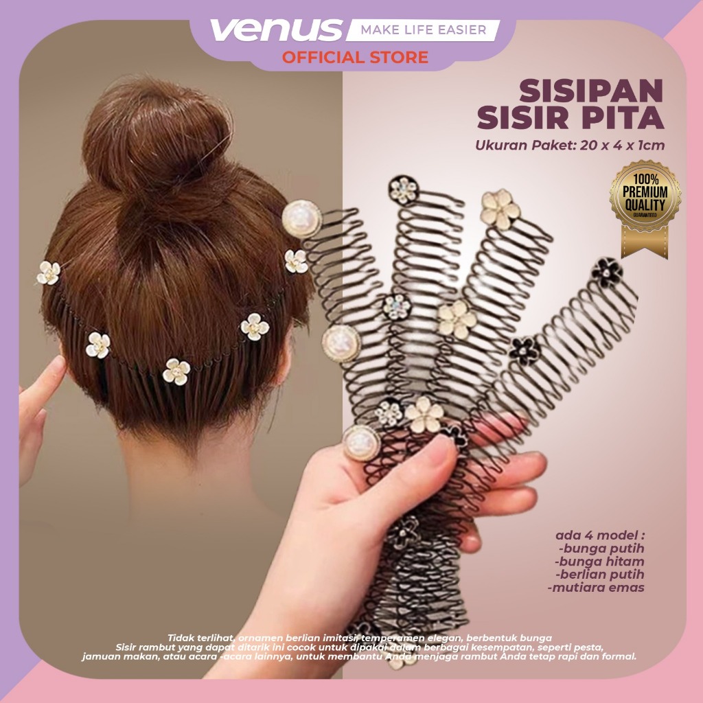 Jual Jepit Rambut Poni Sisipan Sisir Pita Rambut Simple Elastis / Sisir ...