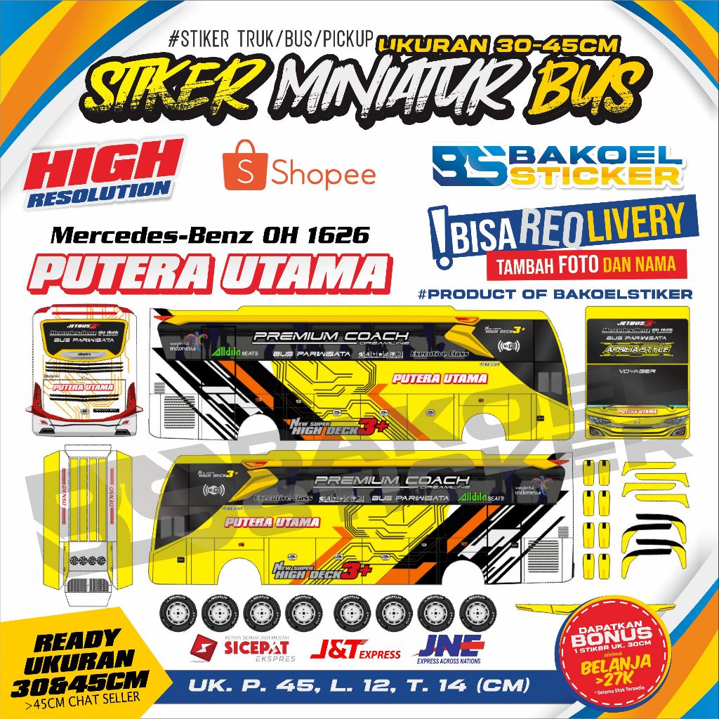 Jual Stiker Miniatur Bus PARIWISATA uk.30-45cm | Shopee Indonesia