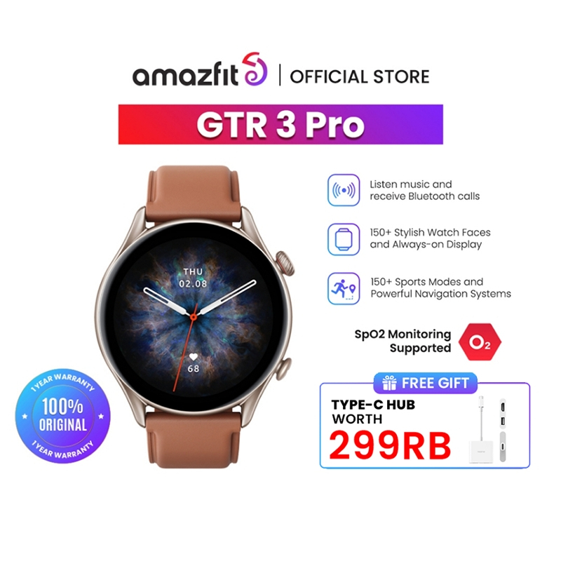 Jual Amazfit Official GTR 3 Pro SmartWatch 1.45" AMOLED Scrren GPS ...