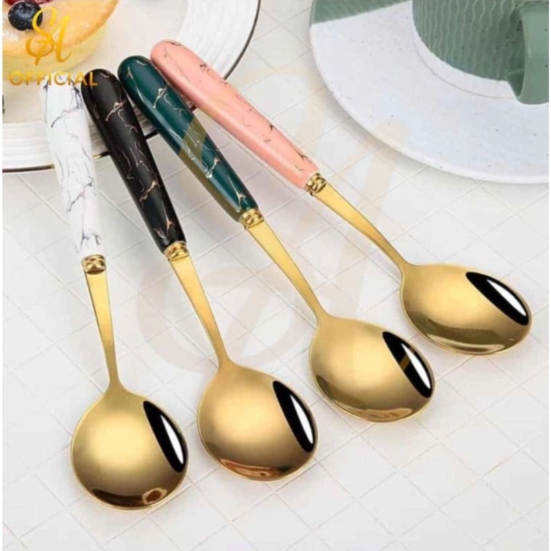 Jual SENDOK MARBEL/Sendok Emas 1 Set Isi 6 | Shopee Indonesia