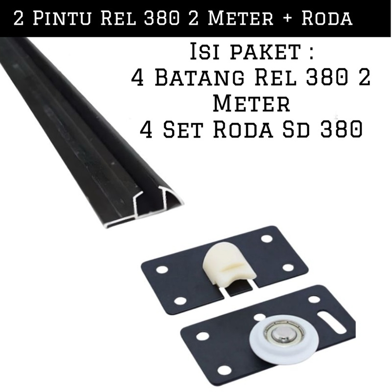 Jual (2 Pintu + 2 Meter) Paket 4 Rel Timbul Sd 380 Lenaga 2 Meter + 4 Set Roda SD 380 Pintu ...
