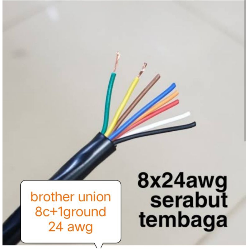 Jual kabel isi 8+1 ground 24awg (serabut)1m brother union | Shopee ...