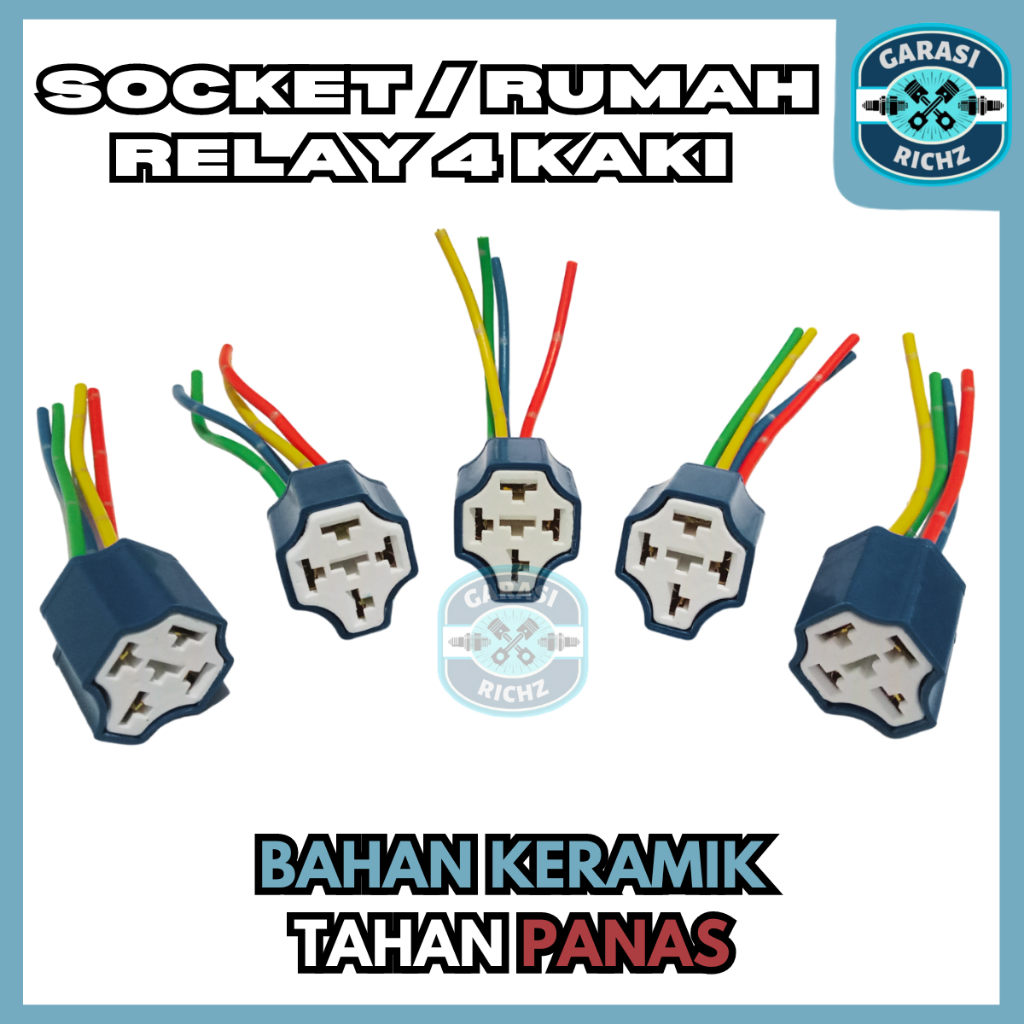 Jual SOCKET / SOKET 4 PIN / RUMAH RELAY KAKI 4 BAHAN KERAMIK TAHAN ...