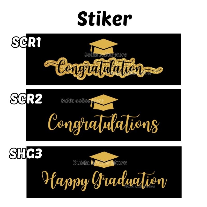 Jual stiker sticker label Congratulations Happy Graduation Black Gold ...