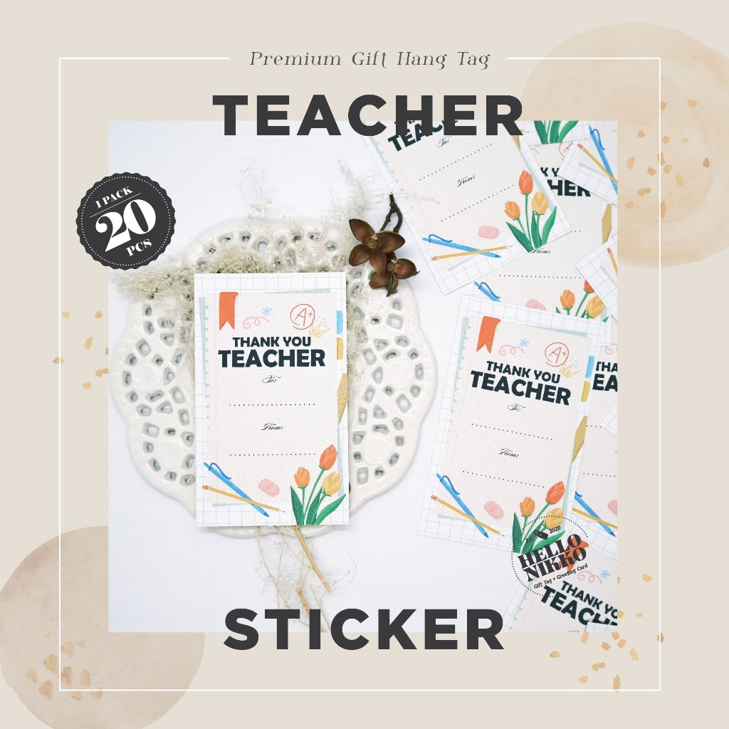 Jual Thank Teacher Sticker - Hang tag kartu ucapan kado sticker hampers ...