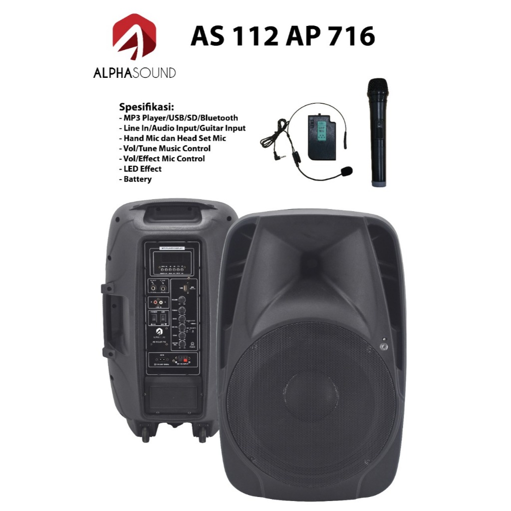Jual ALPHASOUND - AS 112 AP 716 MKII - Portable Speaker Active 12 inch | Shopee Indonesia