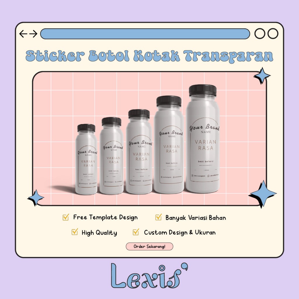 Jual Cetak Sticker Label Botol Kotak Transparan Murah | Shopee Indonesia