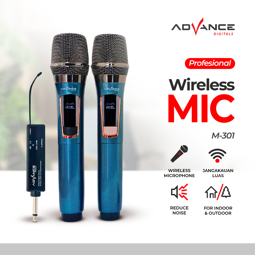 Jual Advance MIC-301 Double Digital Mic Wireless Microphone Metalic ...